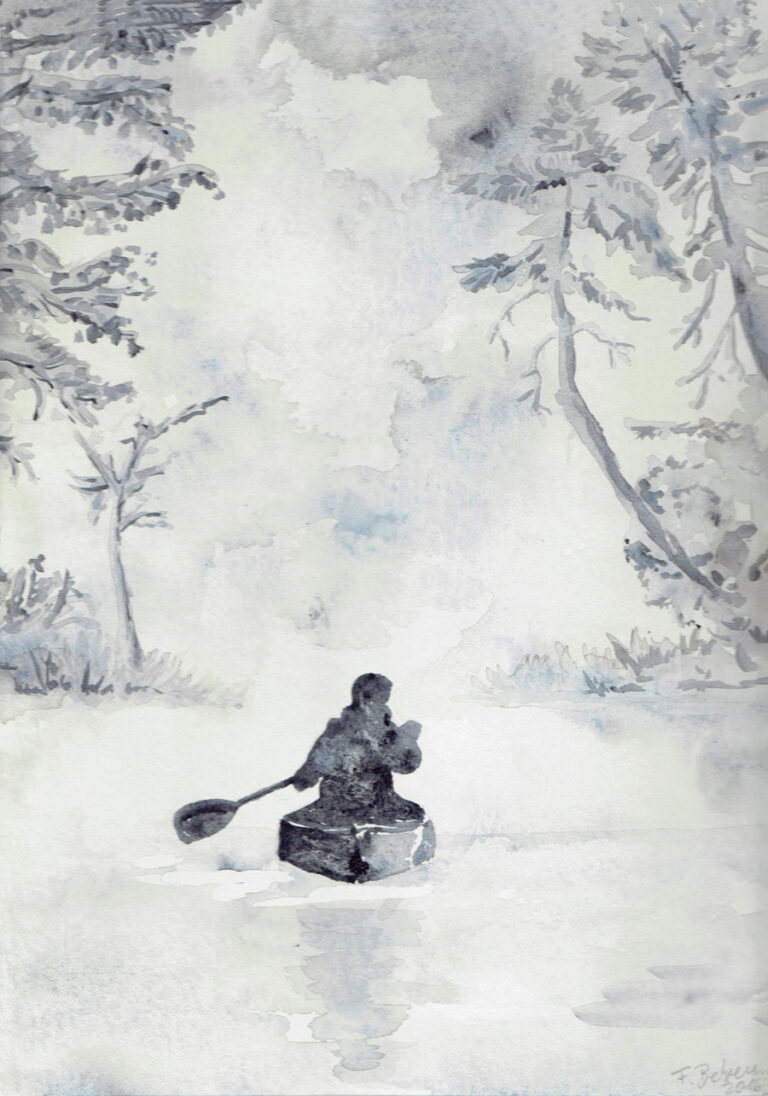 Die Paddlerin — Frank Behrens Aquarelle